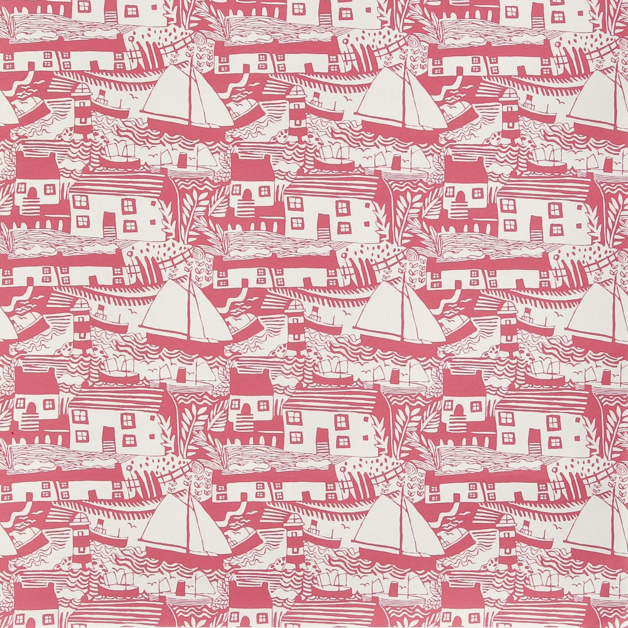 Harbour Wallpaper | Raspberry | Fiona Howard