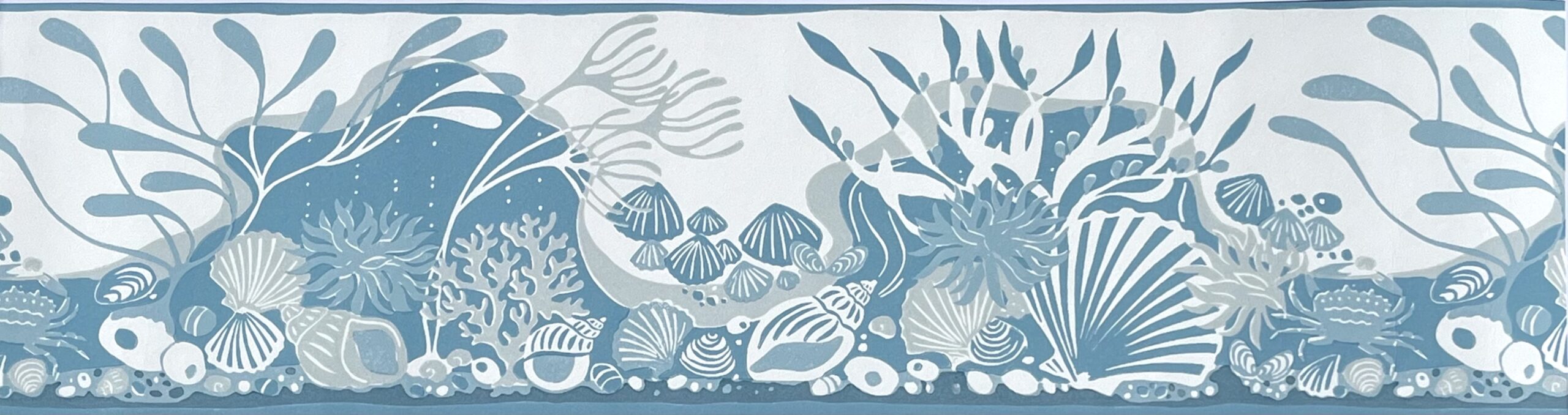Rockpools Border | Blue | Fiona Howard
